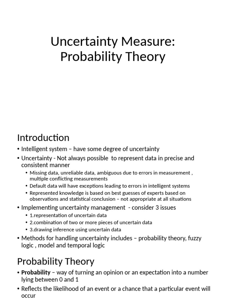 Unit 4 Uncertainty Measure (3) | PDF | Probability | Uncertainty