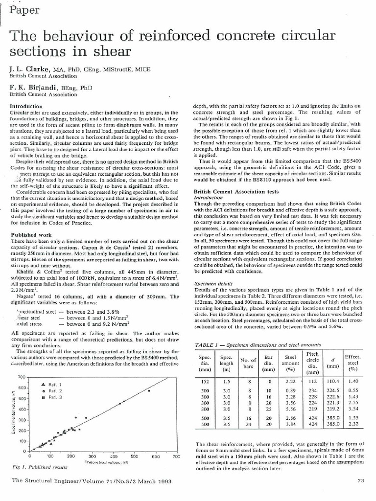 Shear of Reinforced Circular Sections | PDF