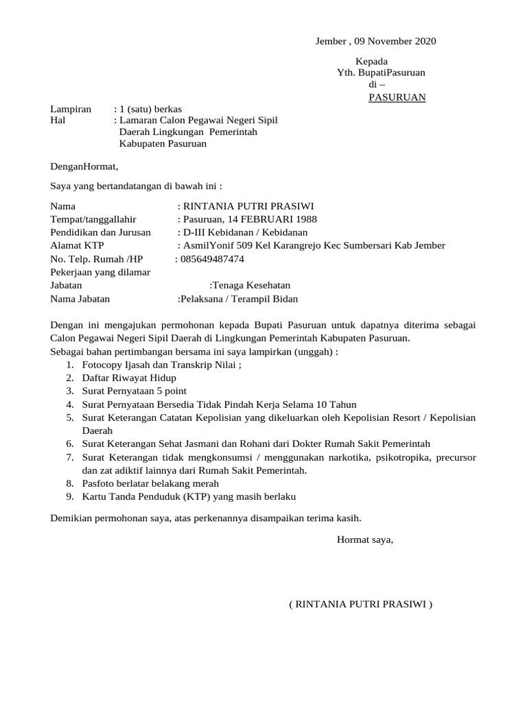 Surat Lamaran Fix | PDF