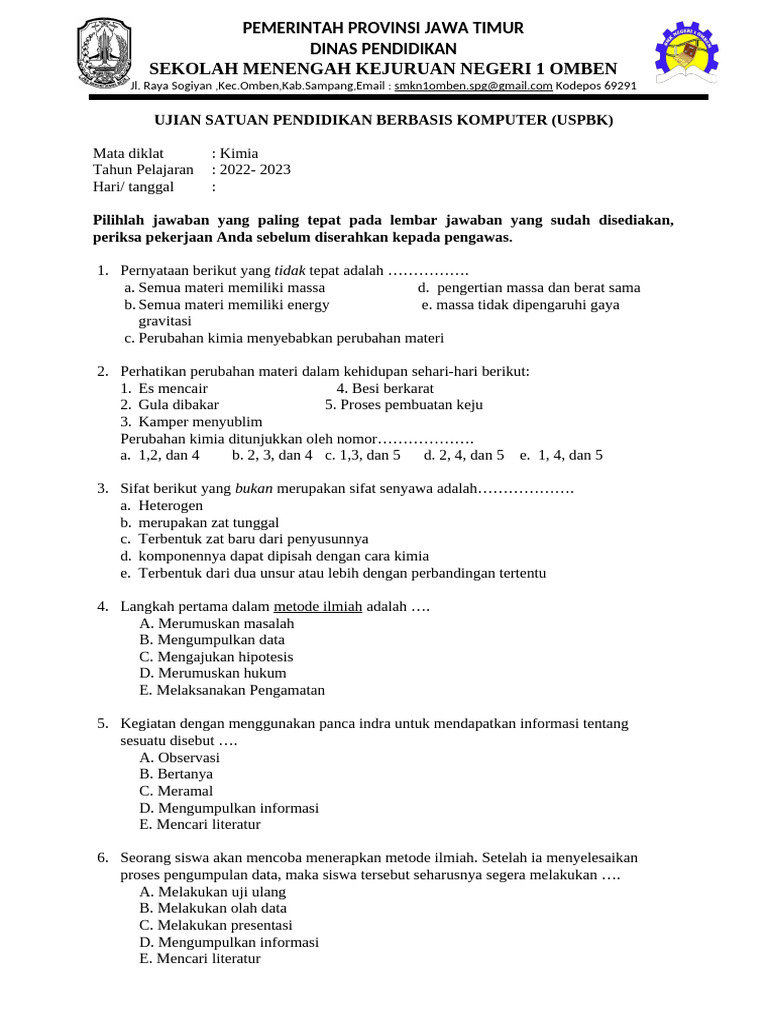 Soal Word USPBK | PDF