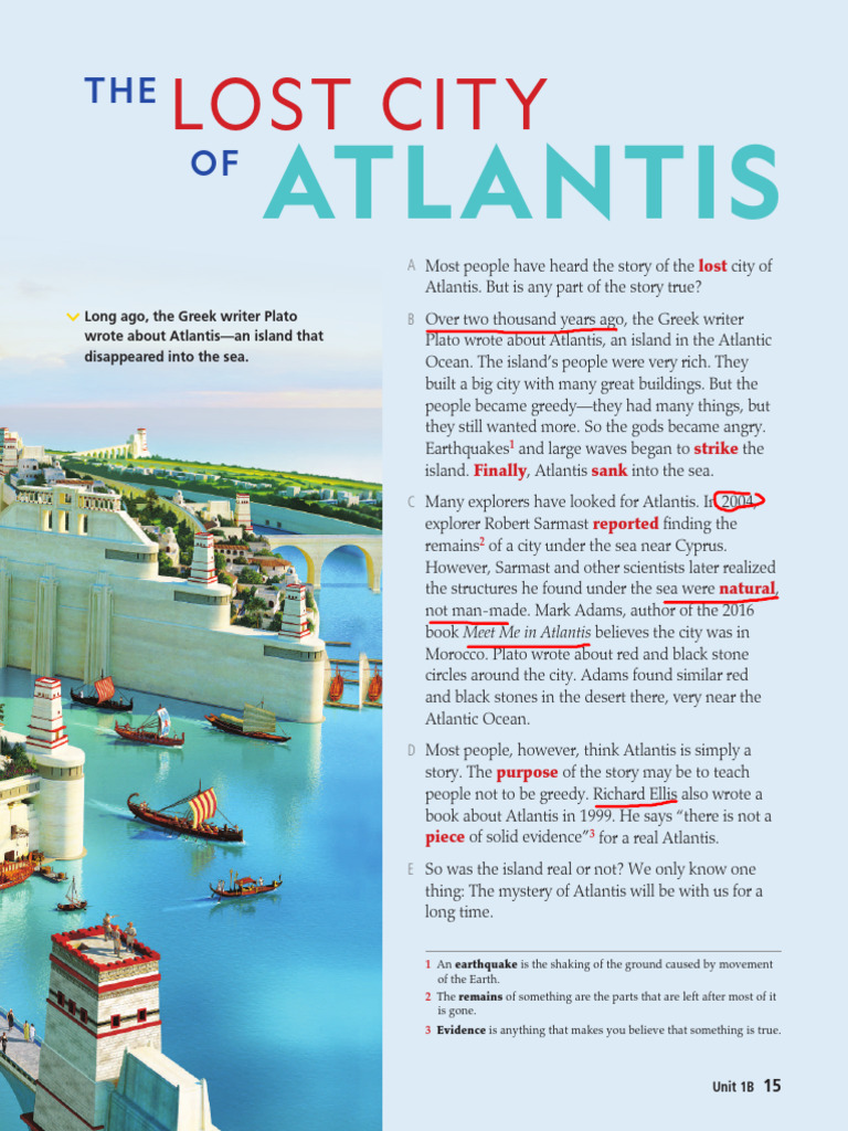 ĐỌC VIẾT 1.READING COURSEBOOK (Updated) 910 | PDF | Atlantis