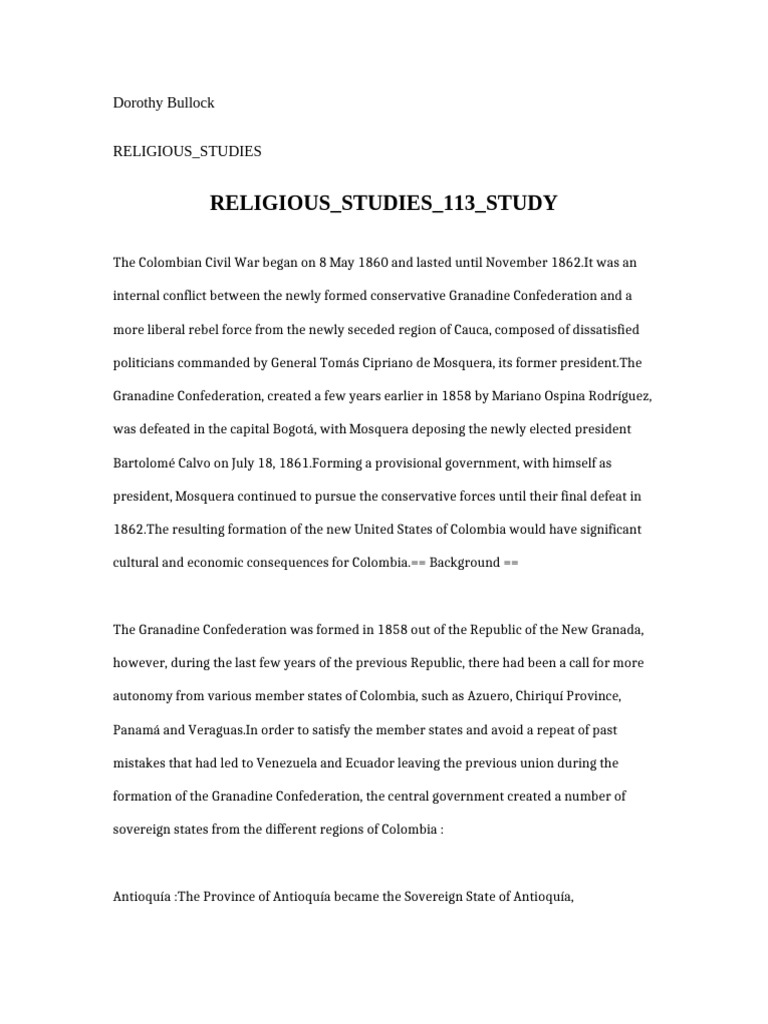 Religious Studies 113 Study | PDF | Colombia | Andean Community
