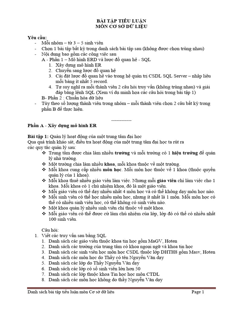 Bai Tap Tieu Luan Mon _Co So Du Lieu_20xx | PDF