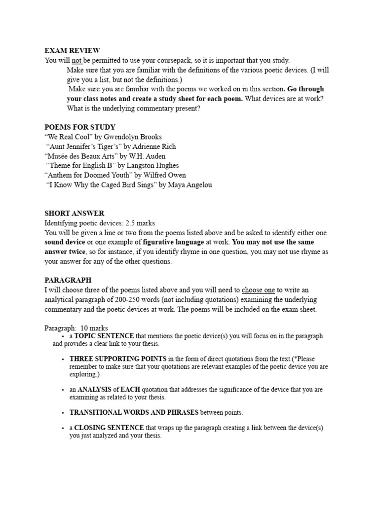 Poetry_exam_review_2024 | PDF | Poetry | Poetic Devices