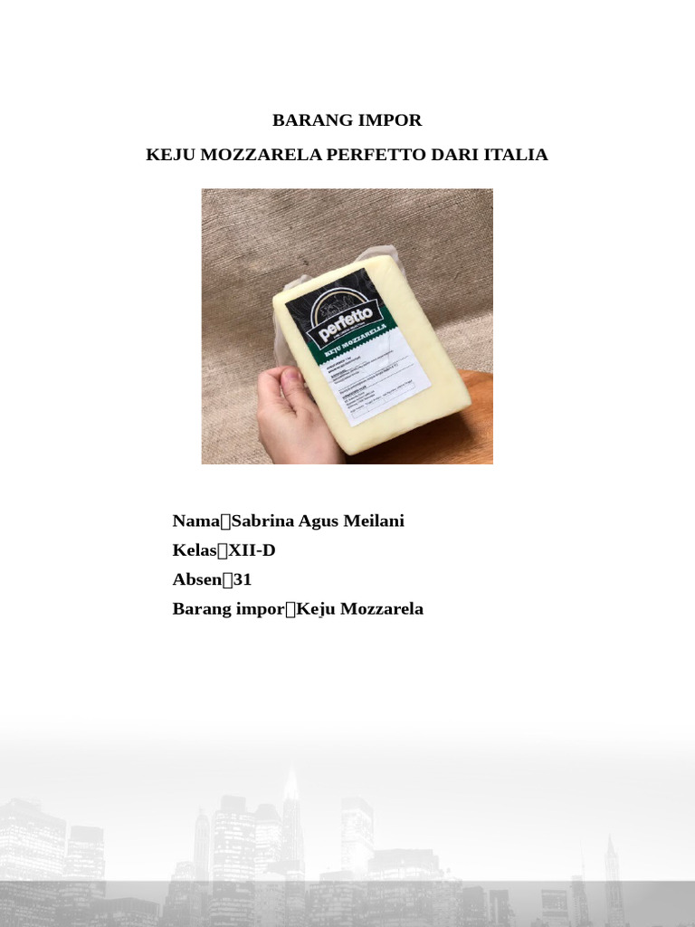 Cara Impor Keju Mozzarella dari Italia | PDF