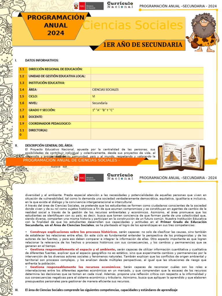 Programacion Anual CCSS 1° - 2024 | PDF | Sociedad | Ciencias Sociales