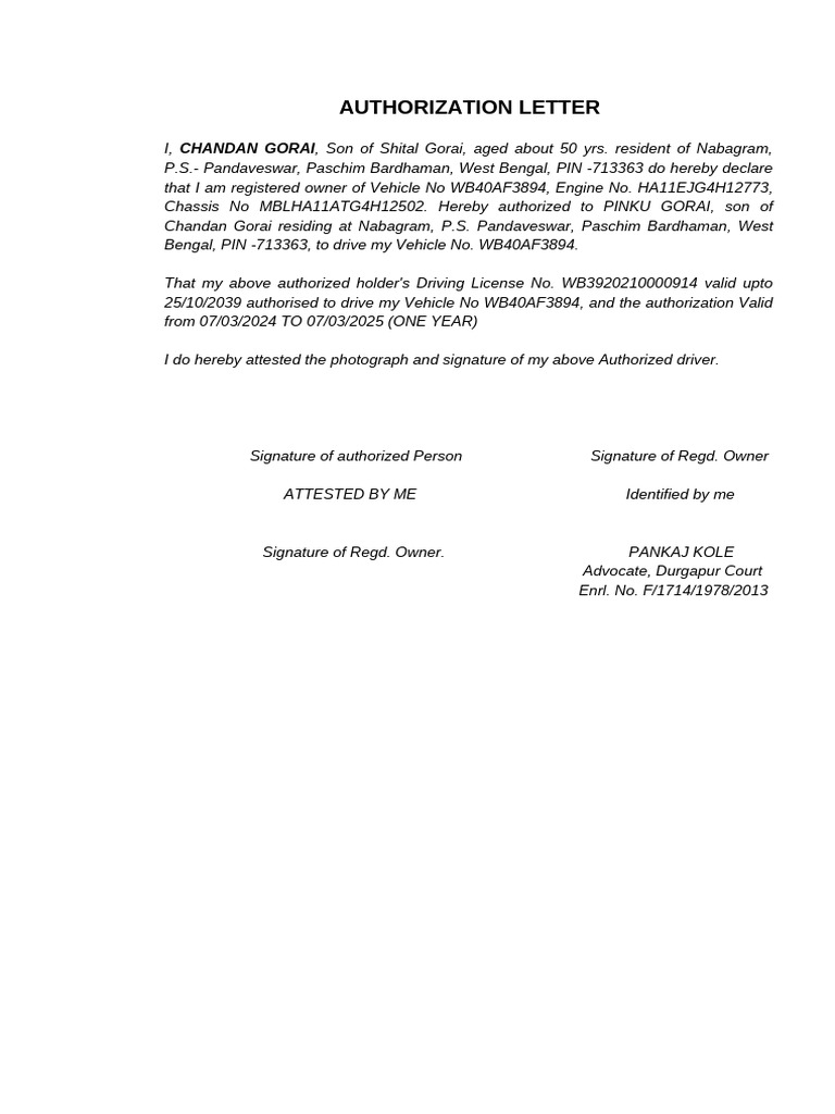 Authorization Letter | PDF
