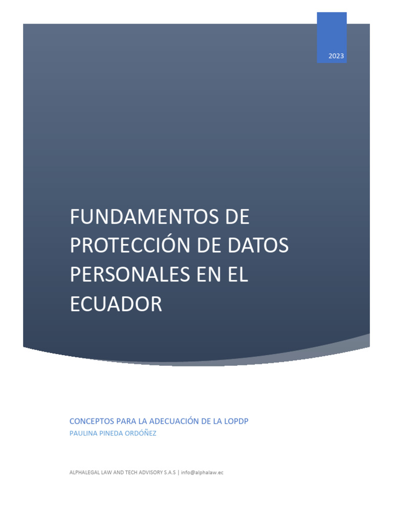 Fundamentos para Adecuaci N de La LOPDP en Ecuador 1697508121 | PDF | Privacidad | Justicia