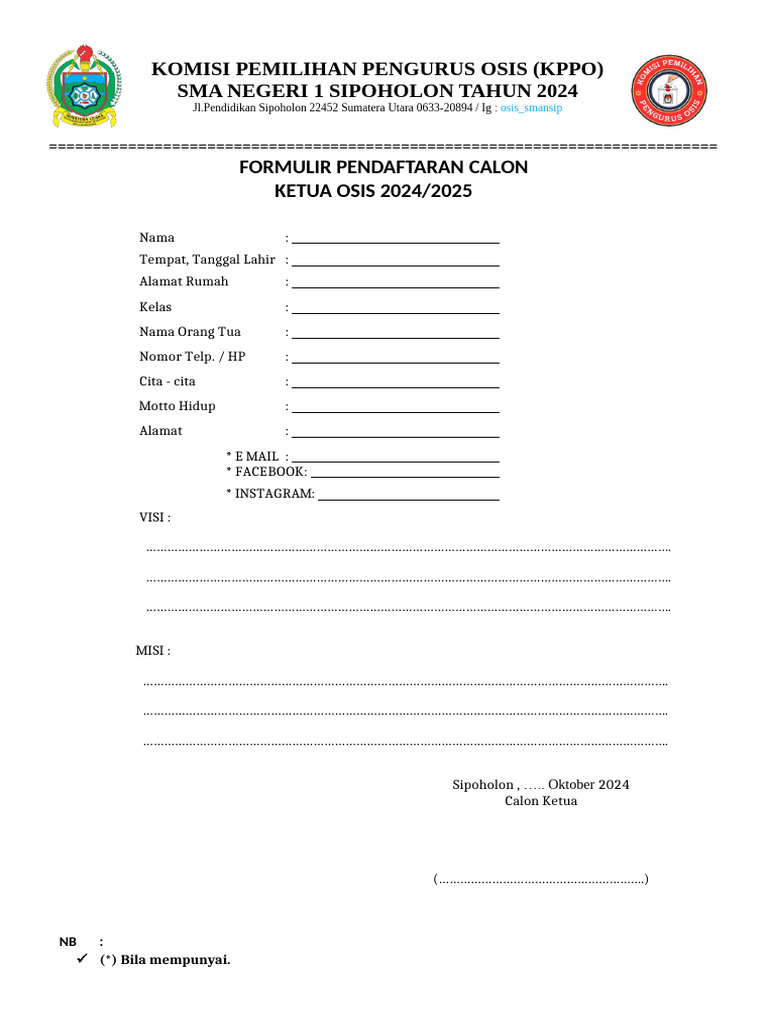 Formulir Pendaftaran Dan Surat Pernyataan | PDF