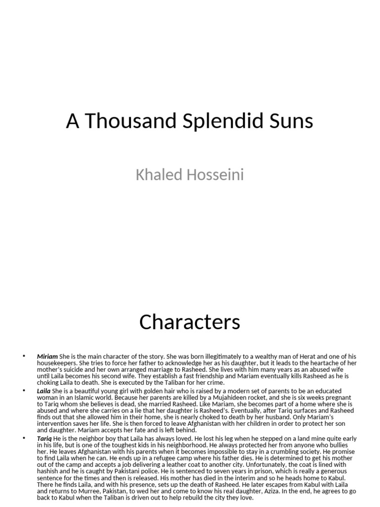 Thousand Splendid Suns AP Review | PDF