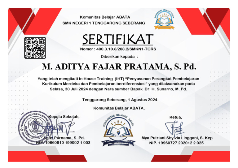 Sertifikat Kombel Abata 1 Pak Fajar | PDF