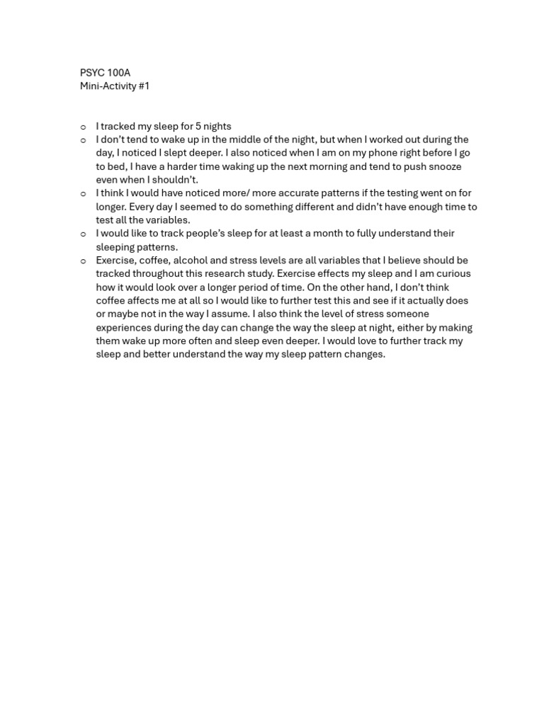 Psyc Friday Assignment, Sept 6th | PDF