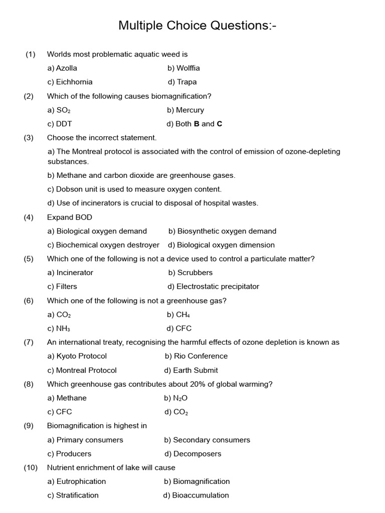 Multiple Choice Questions | PDF