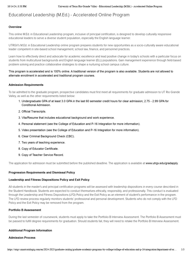 Educational Leadership (M.Ed.) - Accelerated Online Program | PDF | University And College ...