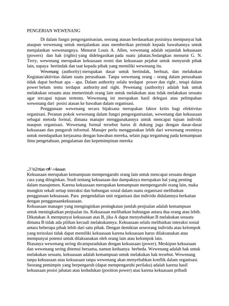 Wewenang dan Kekuasaan dalam Organisasi | PDF