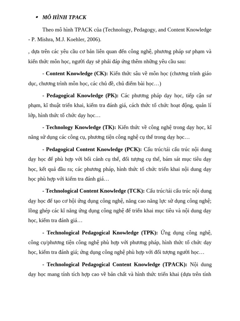 Mô Hình Tpack | PDF
