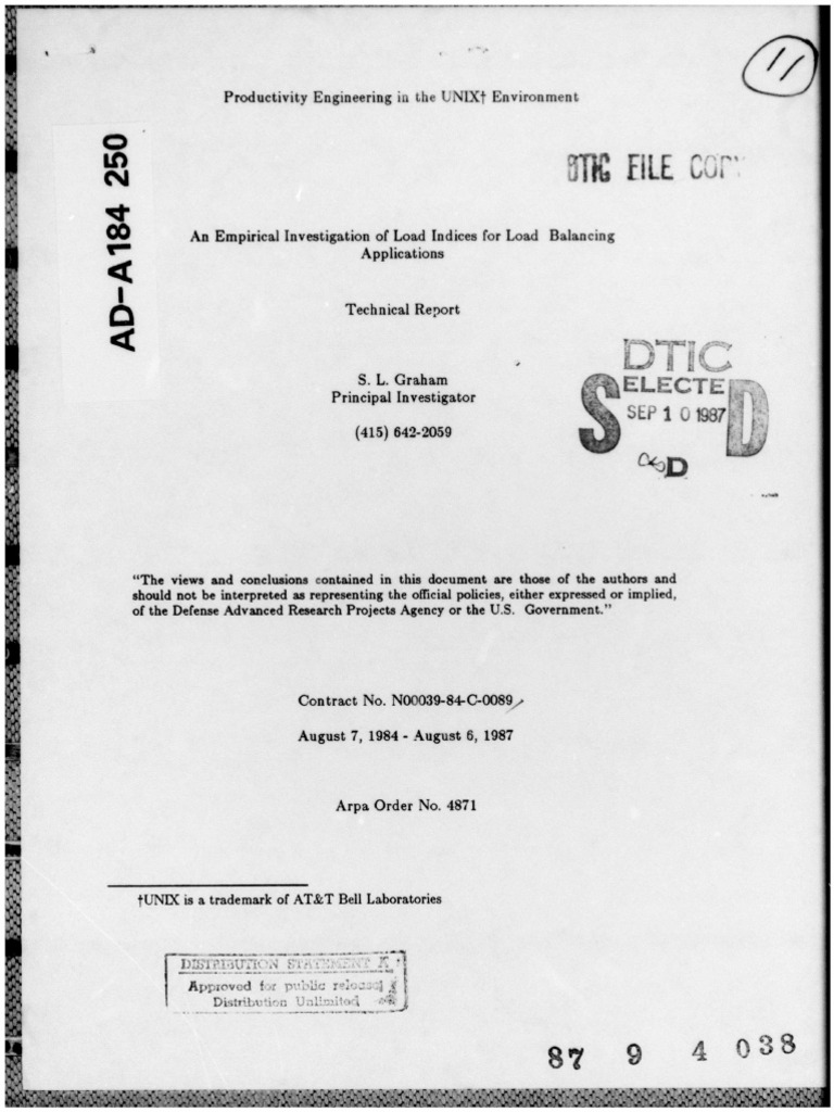 ADA184250 | PDF | System Software | Computer Science