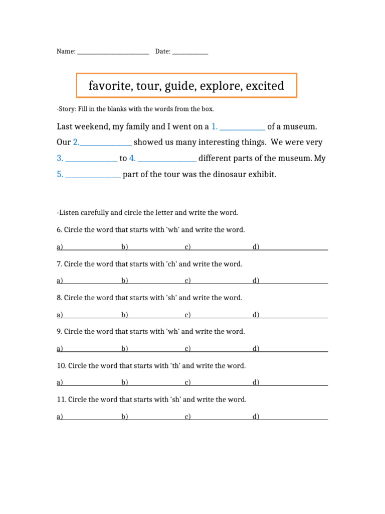 Museum Tour Activity Worksheet | PDF