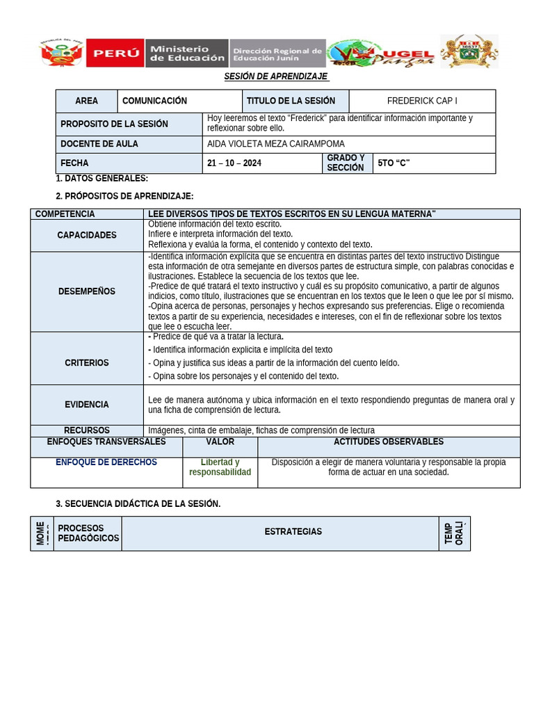 Lectura y Reflexión: Frederick Cap I | PDF | Evaluación | Aprendizaje