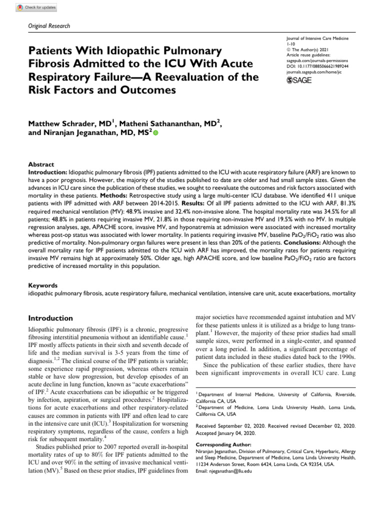 intensive care IPF | PDF | Intensive Care Unit | Intensive Care Medicine