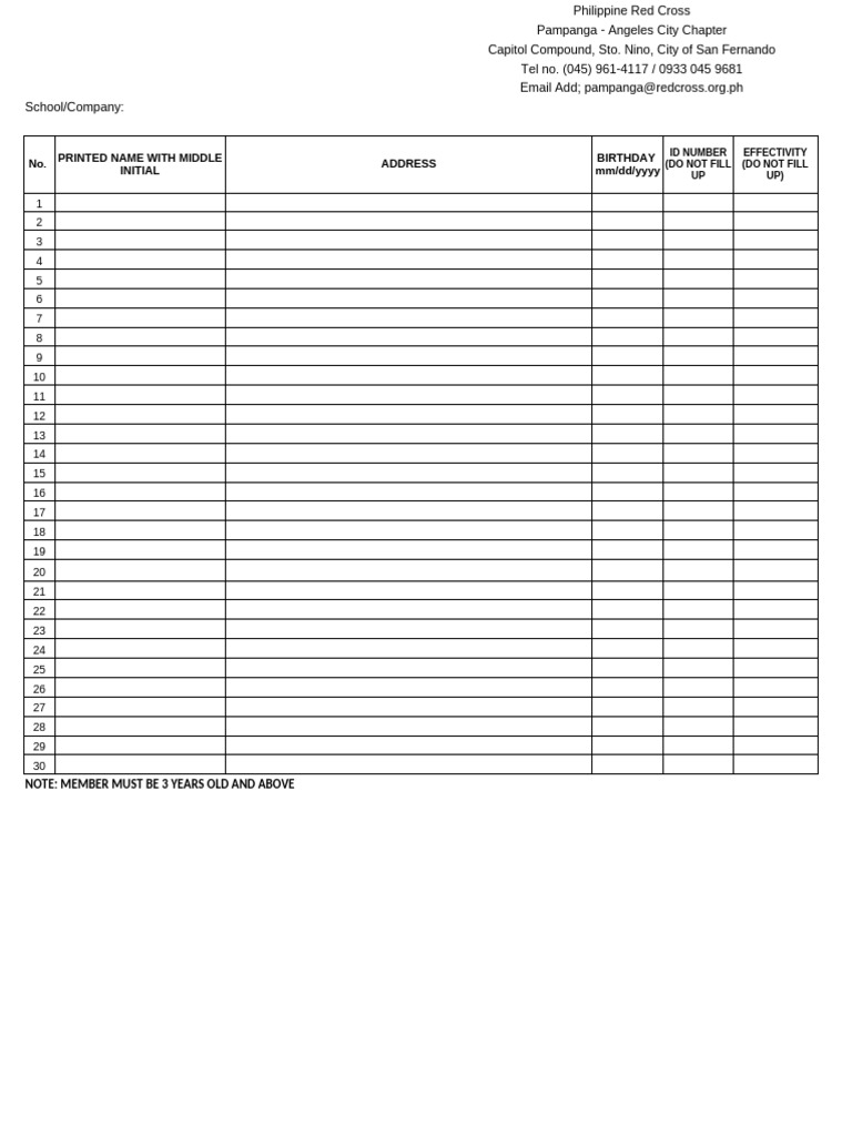 Maab Masterlist Form | PDF