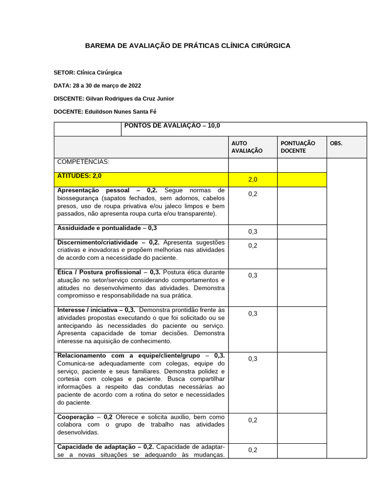 Barema de Práticas de Saúde Do Adulto e Idoso II Prática 2021.1 | PDF ...