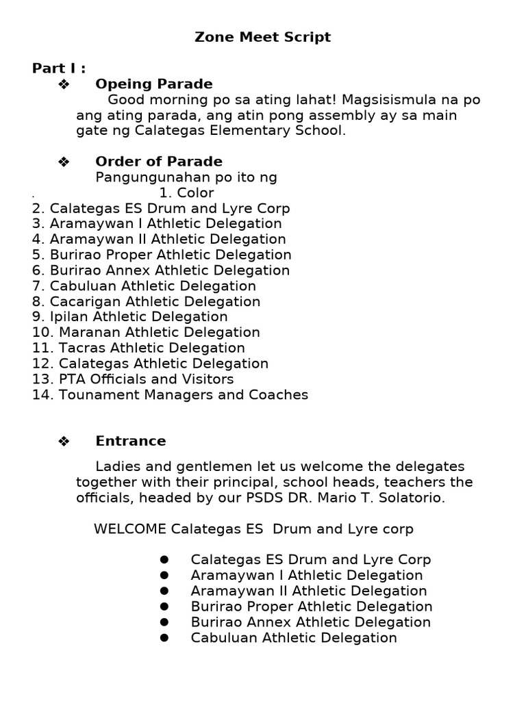 Zone Meet Script | PDF