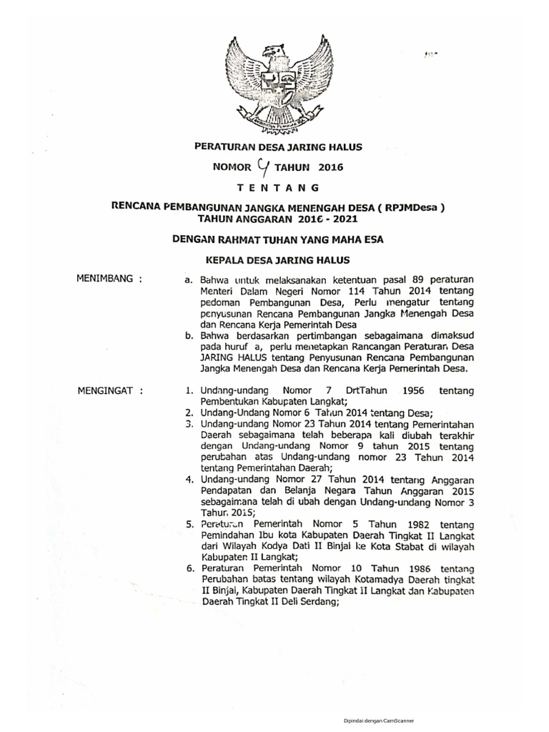 SK RPJM Des 2016-2021 | PDF