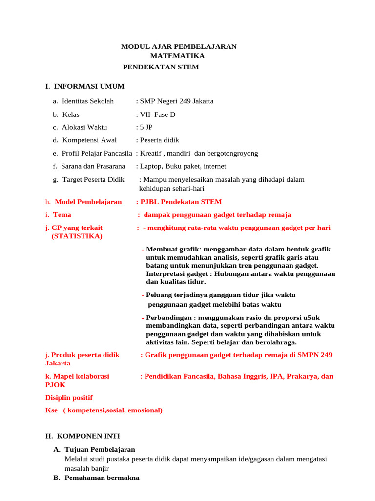 Modul Ajar STEM MTK | PDF