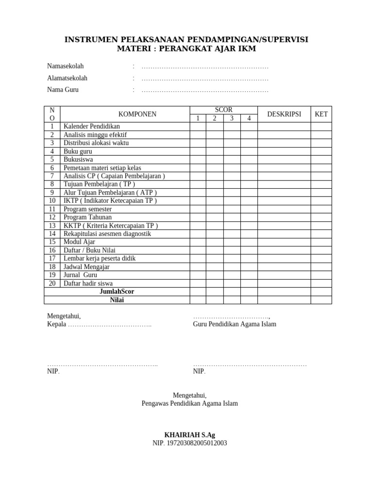 004 Instrumen Perangkat Ajar - Ikm | PDF