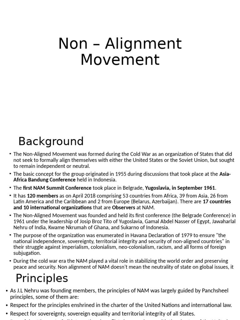 Overview of the Non-Aligned Movement | PDF | Non Aligned Movement ...