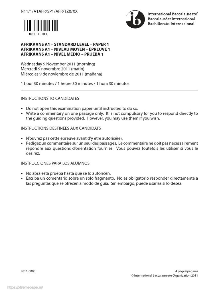 Afrikaans A1 Paper 1 Sl 8e8 Pdf