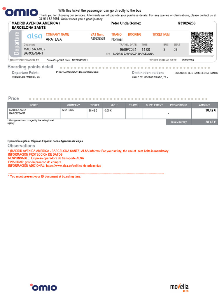 Boarding Points Detail: With This Ticket The Passenger Can Go Directly ...