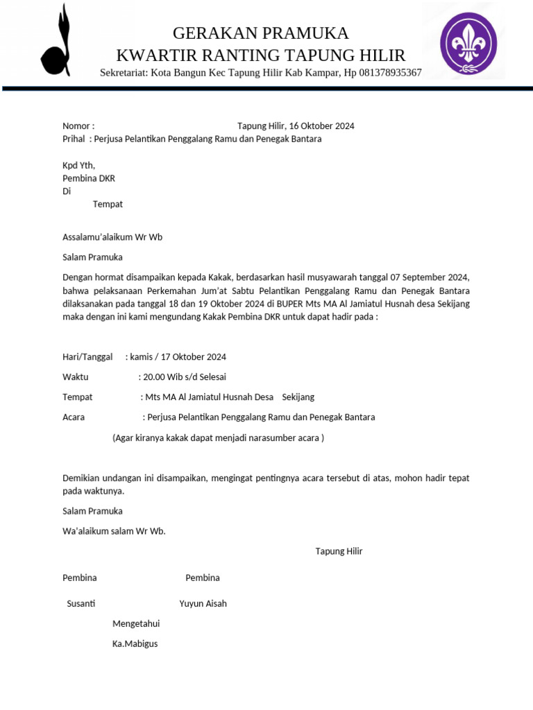 Undangan Pramuka Perjusa | PDF