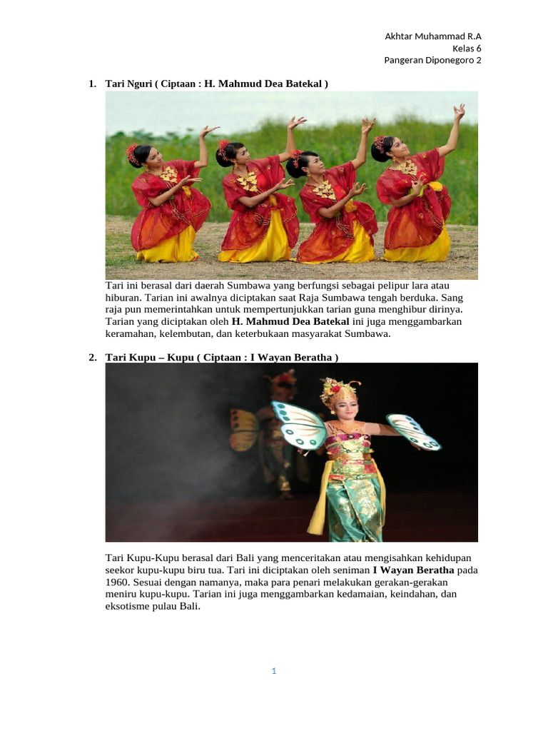 Tari Tradisional Indonesia: Jenis dan Ciri | PDF