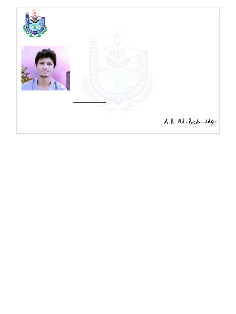 Admit Card: Bangladesh University of Business & Technology (BUBT) | PDF