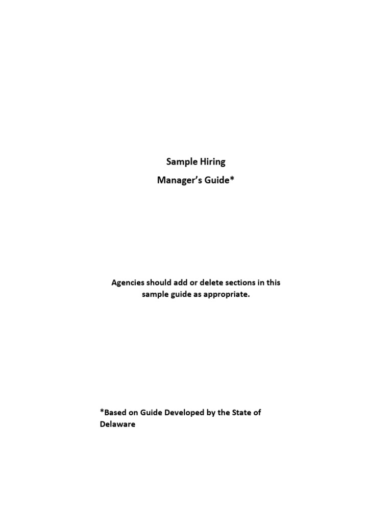 Sample Hiring Manager Guide | PDF | Recruitment | Employment
