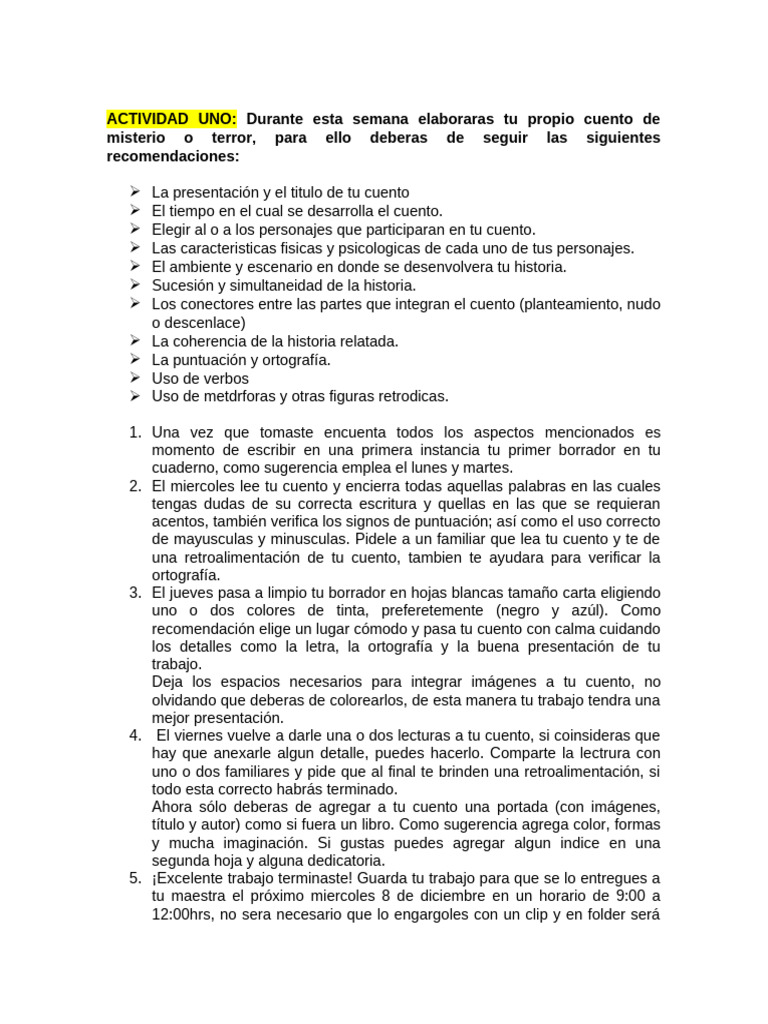 Guía para Crear Cuentos de Terror | PDF | Escritura | Ortografía