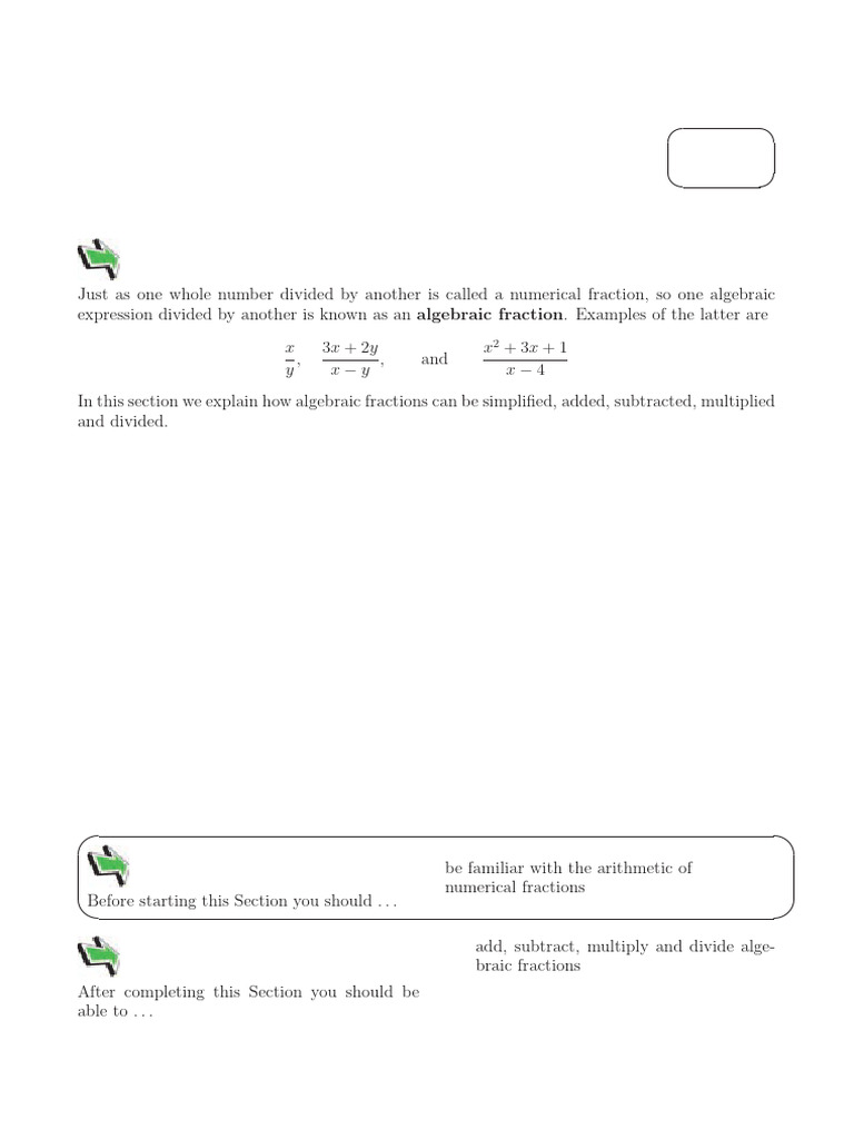 1 4 Arith Alg Frac | PDF | Multiplication | Mathematical Objects