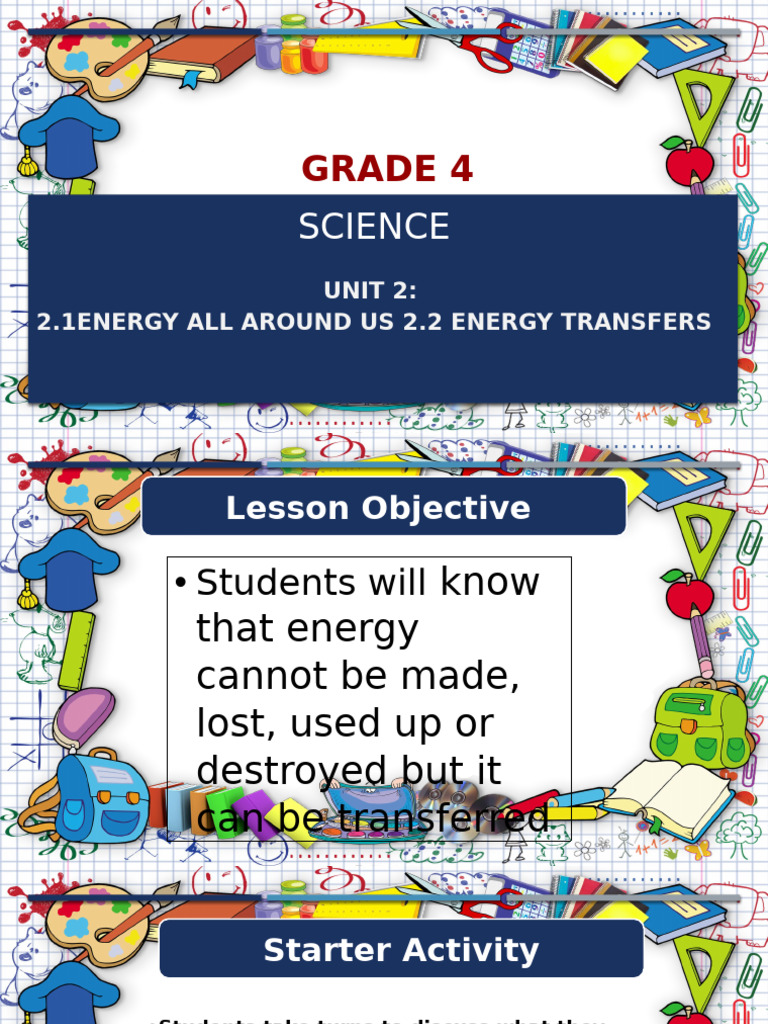 Energy Concepts for Grade 4 Science | PDF