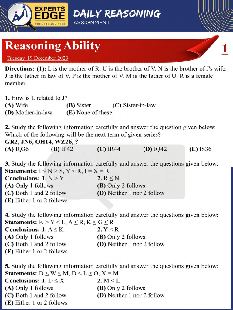 19-Dec - Daily Reasoning Assignment | PDF