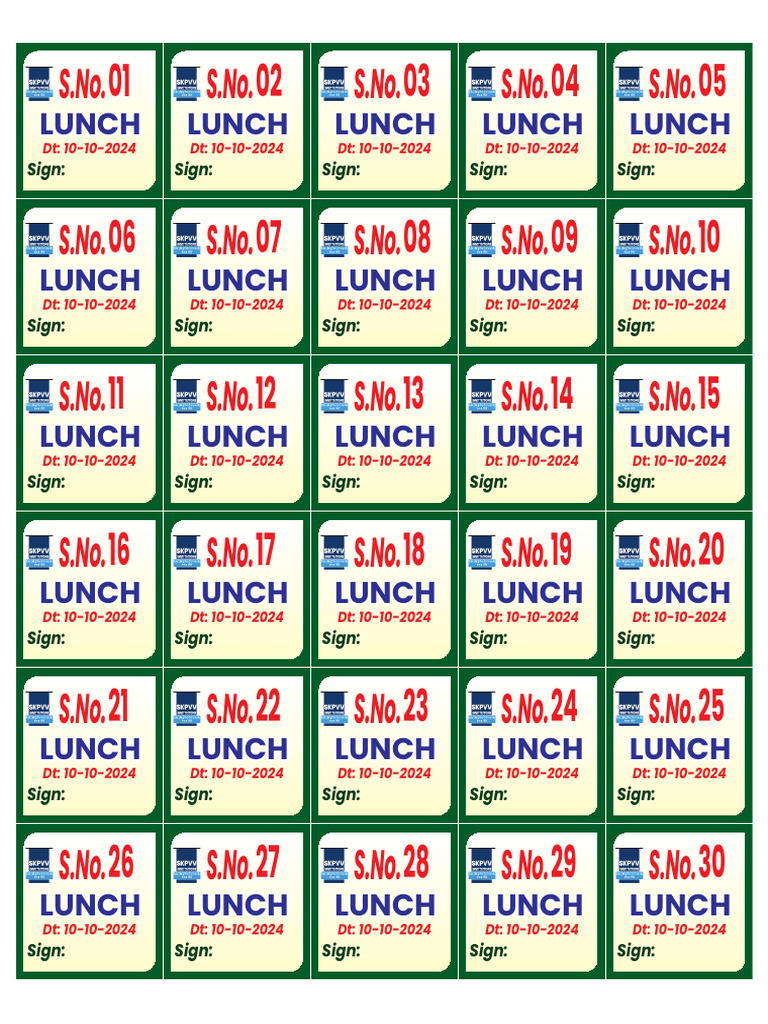 Lunch Sign-In Sheet | PDF