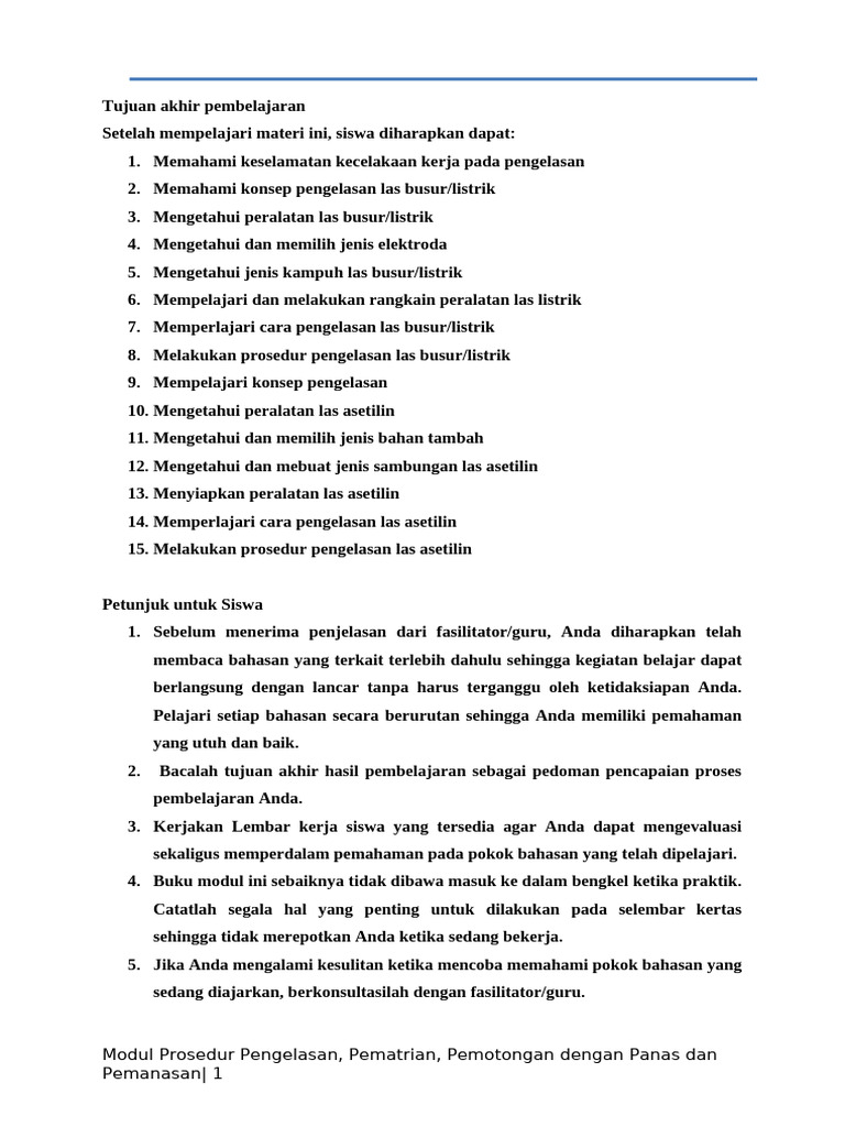 Modul Prosedur Pengelasan, Pematrian, Pemotongan Dengan Panas DN ...