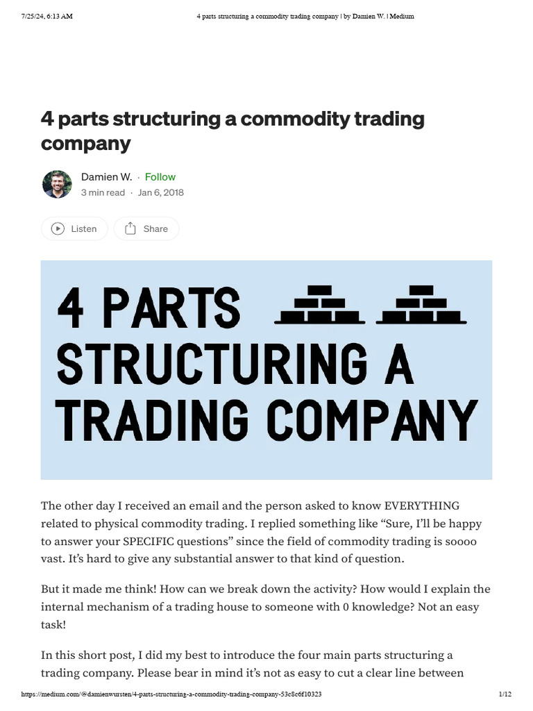 4 Parts Structuring A Commodity Trading Company - by Damien W. - Medium ...
