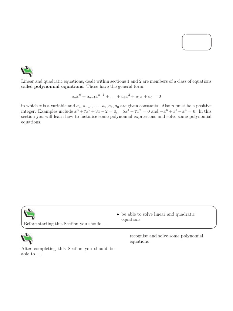 3_3_slv_poly_eqn | PDF | Factorization | Polynomial