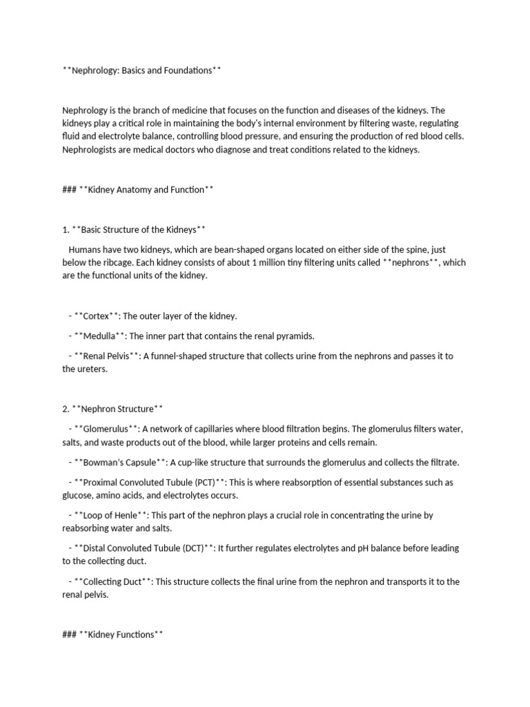 Nephrology Pdf Kidney Chronic Kidney Disease