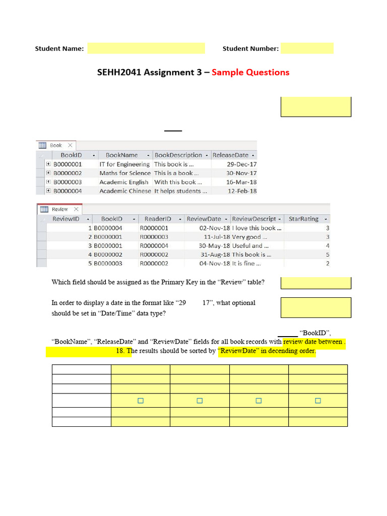 Answers To SEHH2041 Assignment 3 Sample Questions | PDF