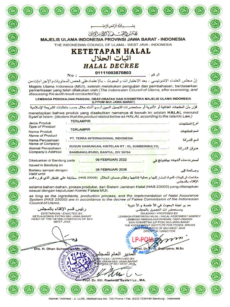 HALAL CERTIFICATE 2022-2026 (1) | PDF