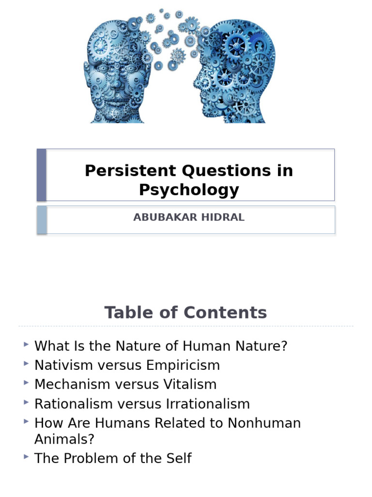 Persistent Questions in Psychology | PDF | Rationalism | Experience