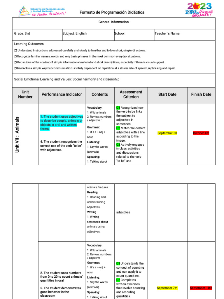 Programacion 3RD OCTOBER-NOVEMBER 2024-1 | PDF | Adjective | Vocabulary